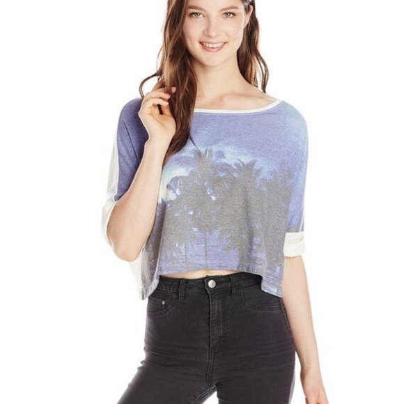 Roxy | Tops | Nwt Roxy Womens Midnight Swim White Grey Blue Crop Top Xs ...